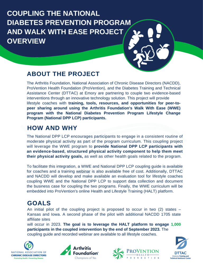 National Diabetes Prevention Program + Walk With Ease Coupling ...
