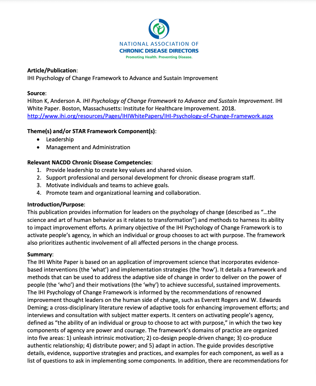 Leadership Literature Library - National Association of Chronic Disease ...